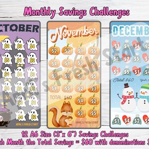 Monthly Saving Challenges ~ 12 Month Savings Challenges - Etsy