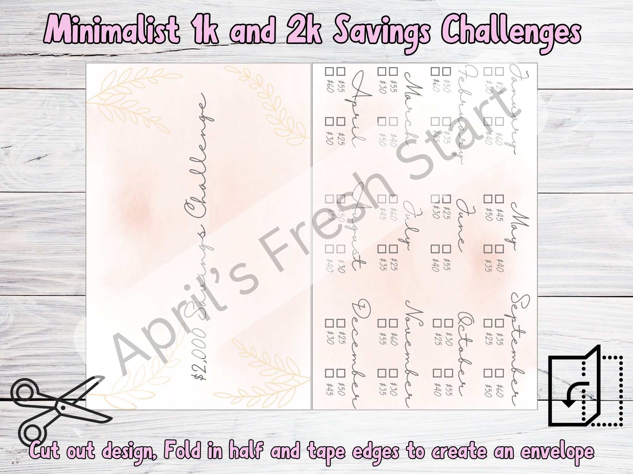 1k and 2k Minimalist Savings Challenges - Etsy