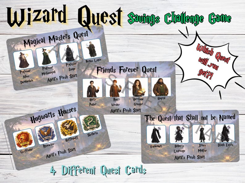 Wizard Quest Harry Potter Themed Savings Challenge Game - Etsy