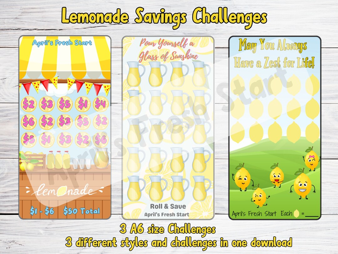 Lemonade Savings Challenges - Etsy
