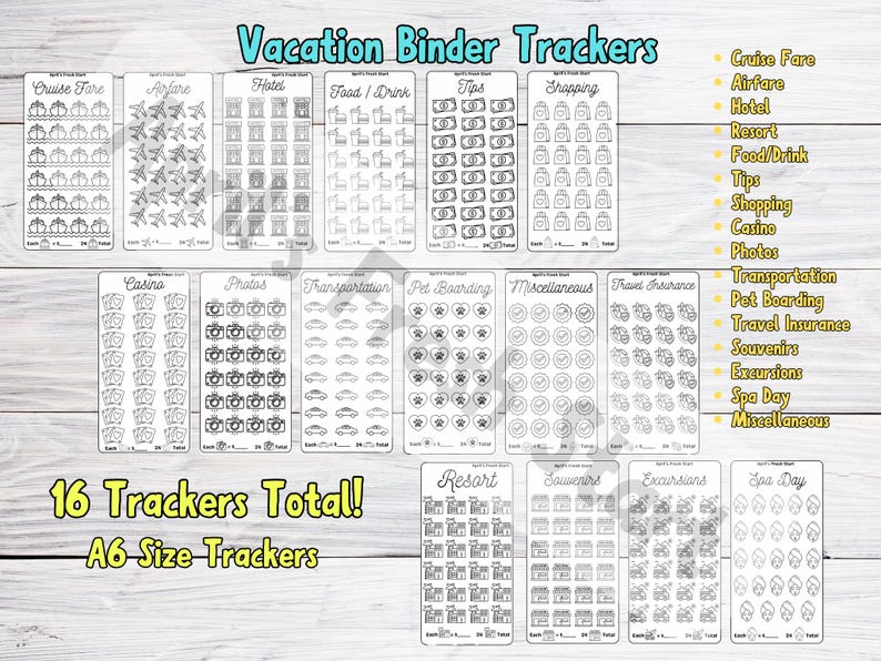 Vacation Binder Trackers - Etsy