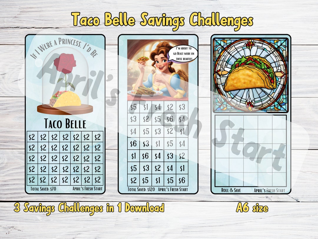 Taco Belle A6 Savings Challenges - Etsy