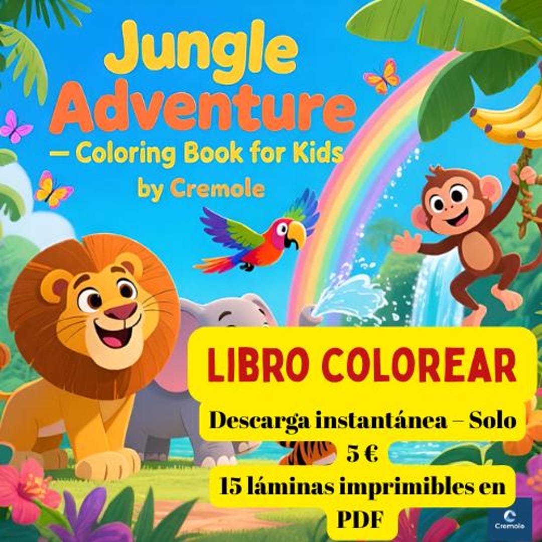 Jungle Adventure Children's Coloring Book | 15 Adorable Animals ...