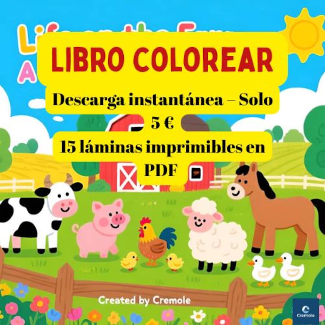Libro para colorear infantil – Life on the Farm – 15 láminas ...