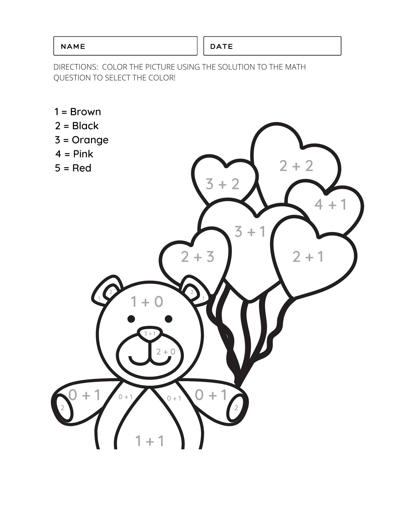 Coloring Math Sheet - Etsy