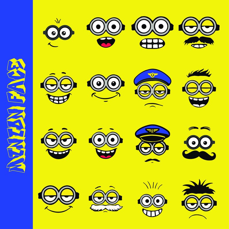 Minion Face Svg Bundle, Minions Face Svg, Minions Face Clipart, Minion Face Vector, Cute Minion ...
