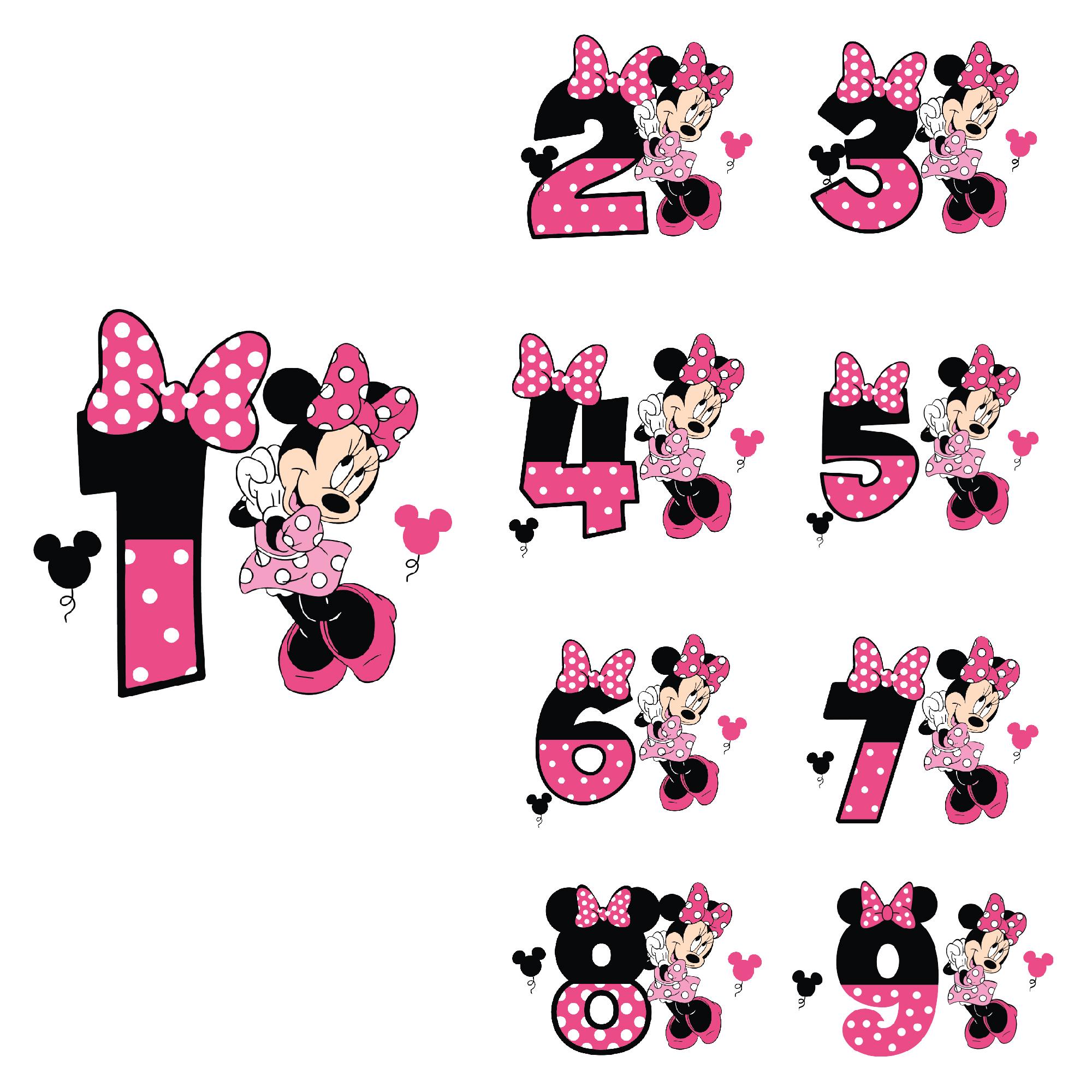 Mickey Minnie Number Font Svg Bundle Layered Item, Clipart, Digital ...