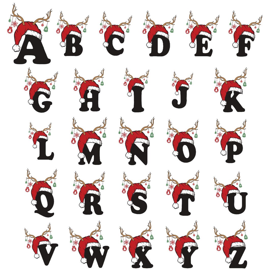 Christmas Abc SVG- Bundle, A-Z Letters, Christmas Shirt Design, Png ...