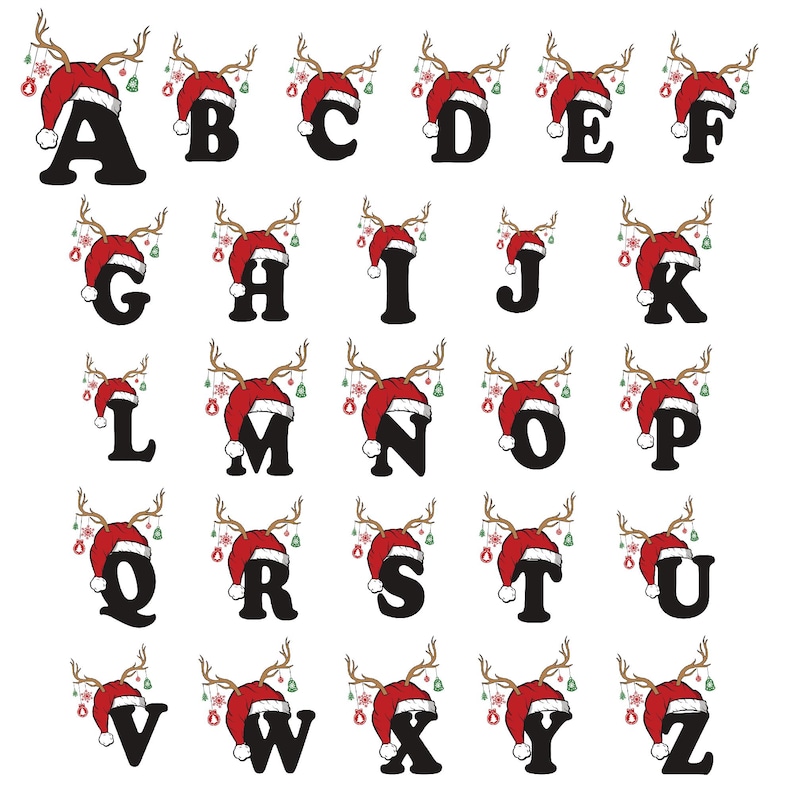 Christmas Abc SVG- Bundle, A-Z Letters, Christmas Shirt Design, Png ...