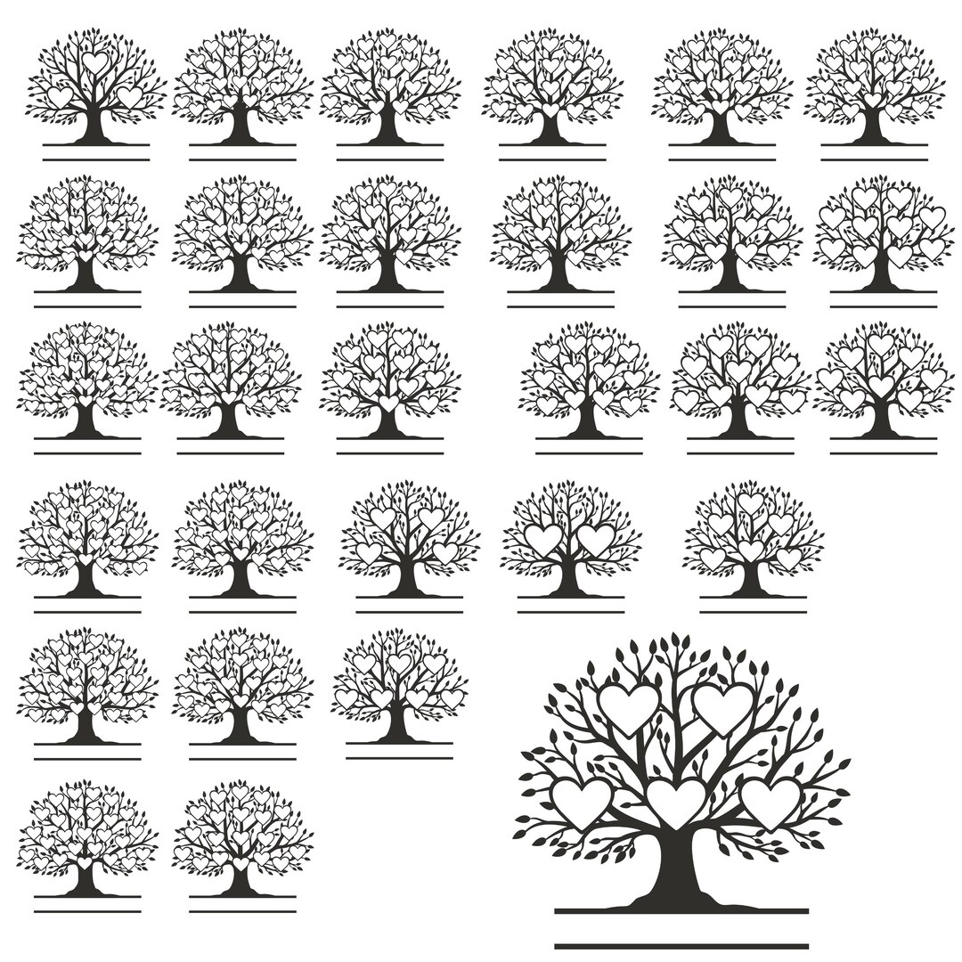 Family Tree Svg Bundle 2-25 Members Monogram / Tree of Life Svg ...
