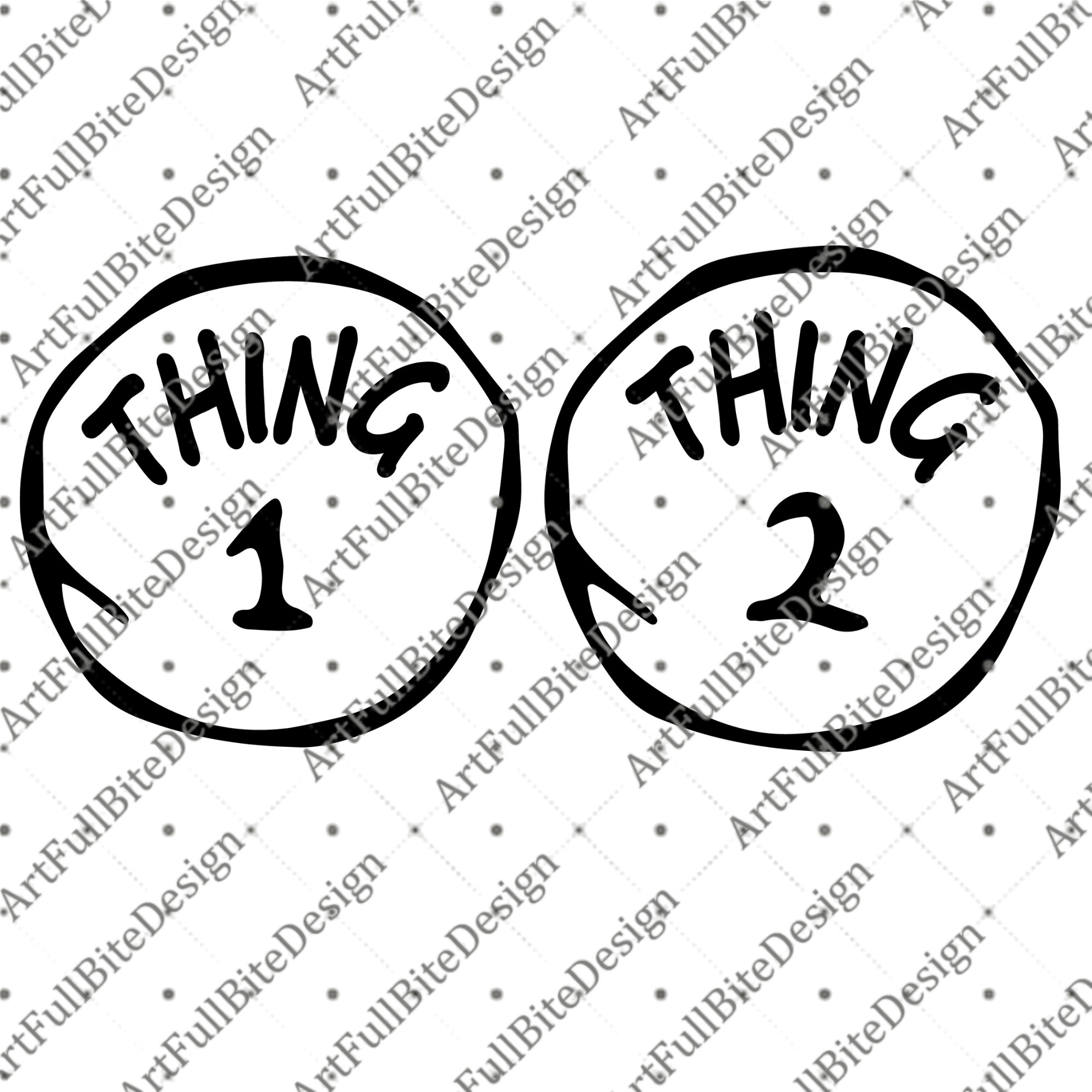 Thing 1 and Thing 2 Svg Png Dxf Eps | Thing 1 and Thing 2 Layered Svg ...