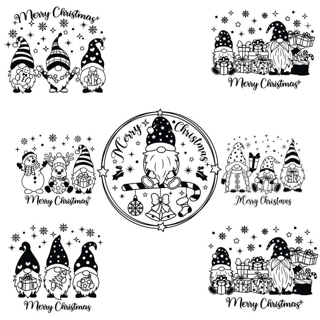 Christmas Gnome Bundle Svg,png,pdf Christmas Doodle, Gnomes Merry ...