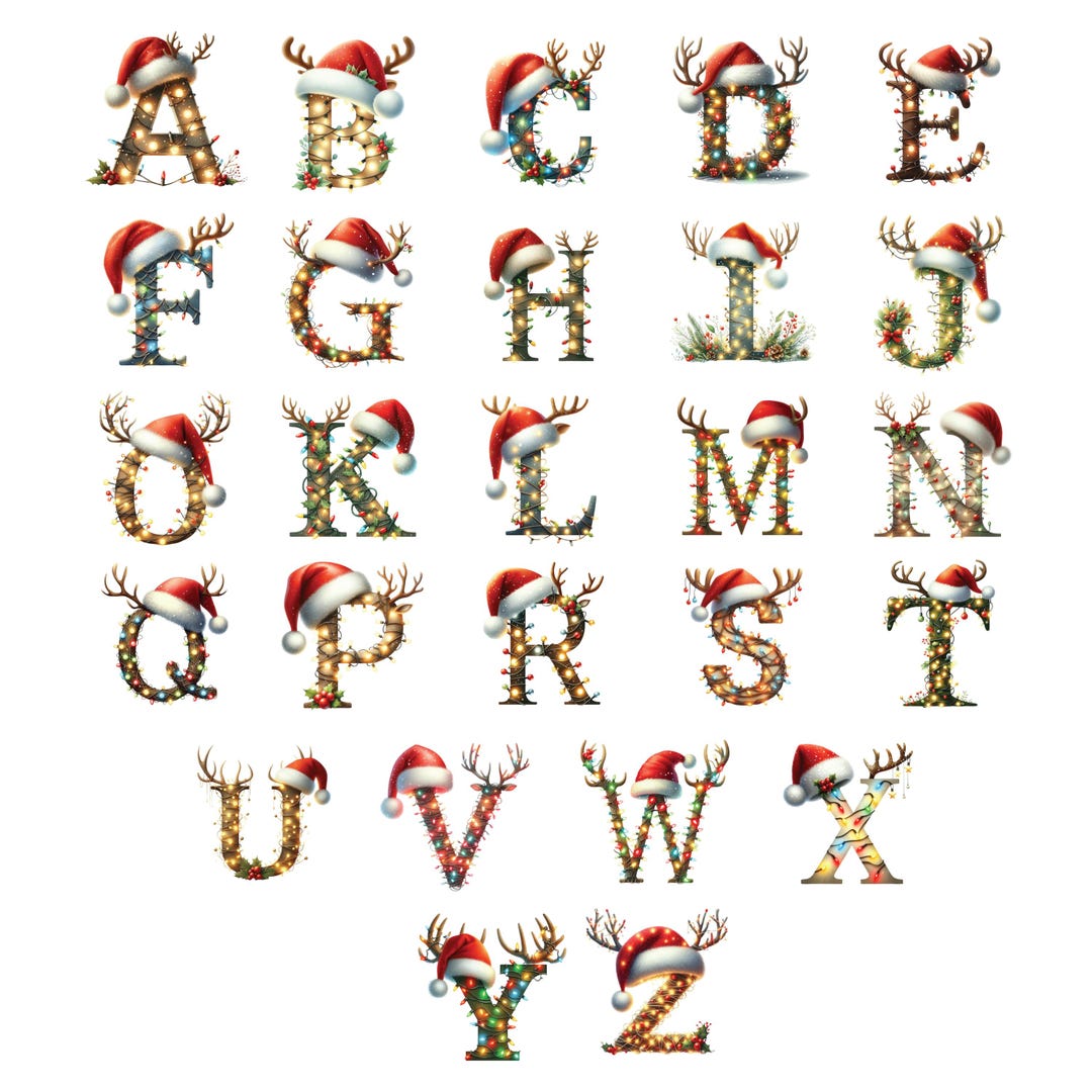 Christmas Alphabet Clipart Bundle, Christmas Letter, Christmas Alphabet ...