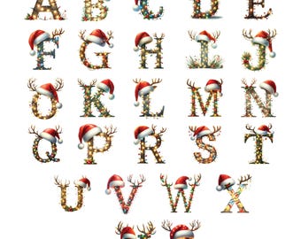 Christmas Alphabet Clipart Bundle, Christmas Letter, Christmas Alphabet ...
