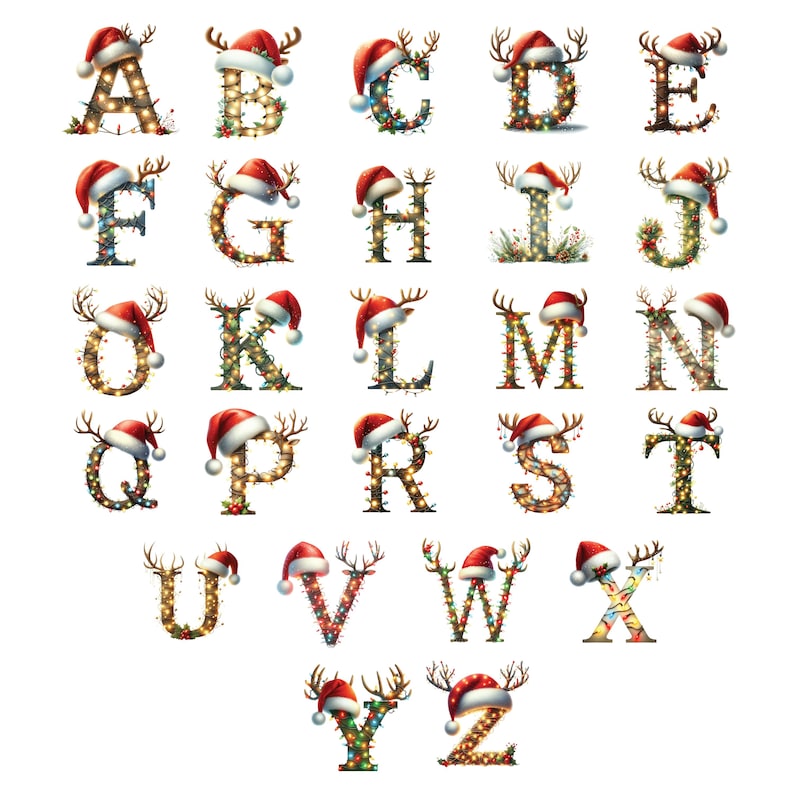 Christmas Alphabet Clipart Bundle, Christmas Letter, Christmas Alphabet ...