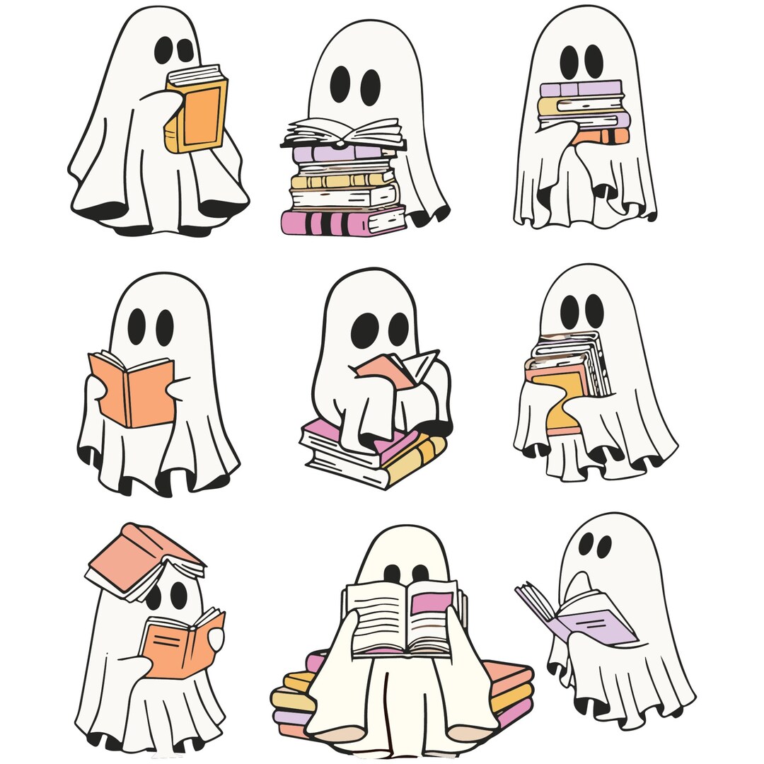 Book Lover Halloween PNG, Cute Ghost Book Png, Ghost PNG, Librarian ...