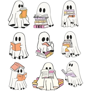 Book Lover Halloween PNG, Cute Ghost Book Png, Ghost PNG, Librarian ...