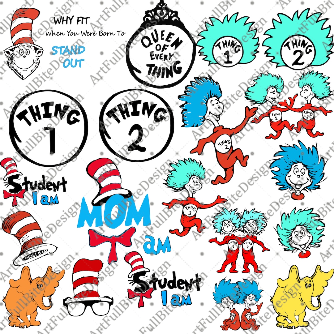 Layered Svg Files, Thing 1 - Thing 2 Svg, Font Files, Svg for Cricut ...