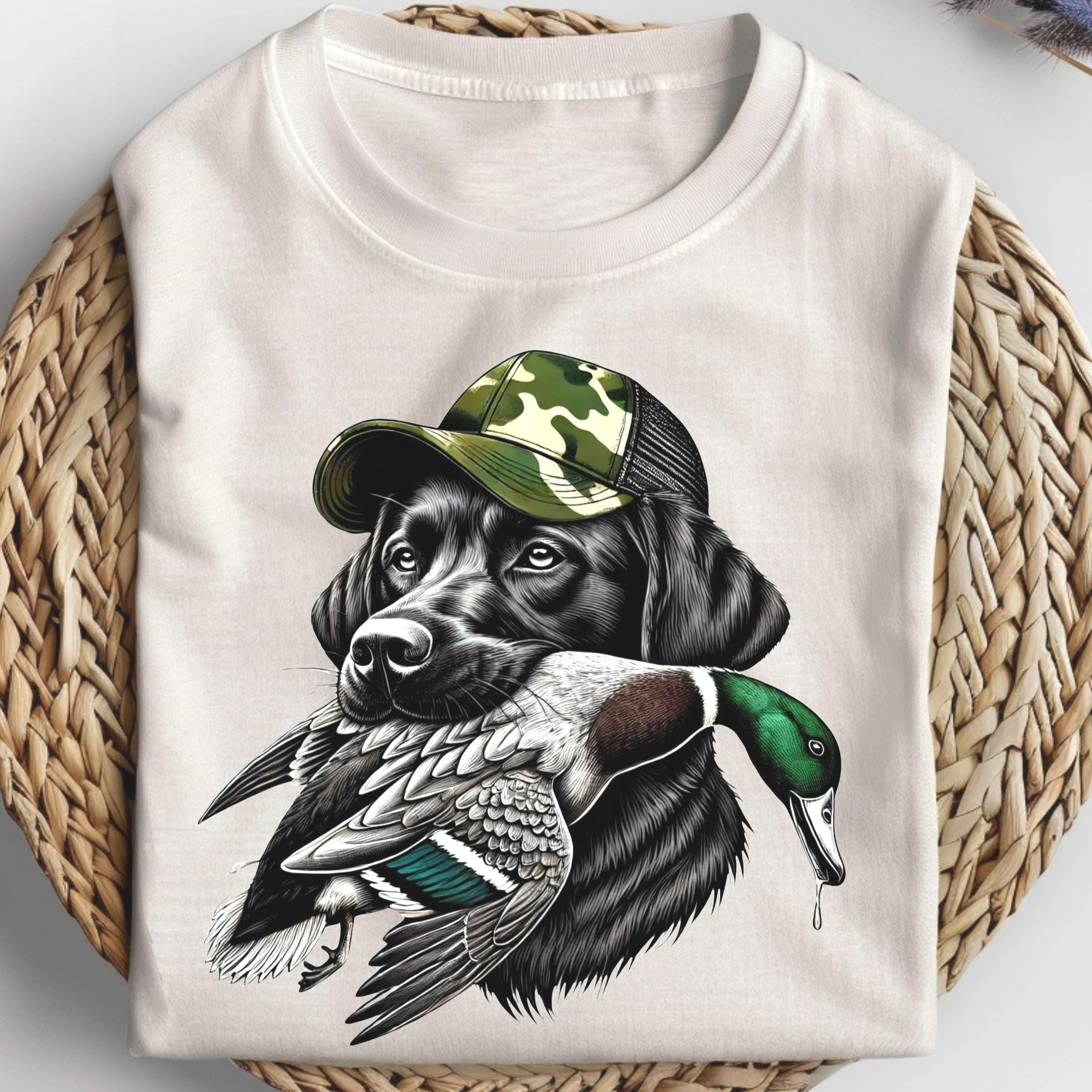 Black Lab Hunting Dog Design Camo Hat Mallard Duck Artwork Tshirts Hats ...