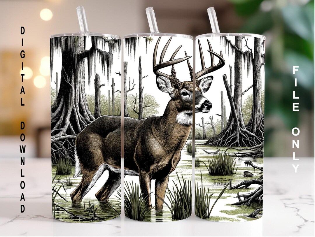 Deer Hunting Swamp Tumbler Wrap | 20oz Skinny Sublimation PNG JPG ...