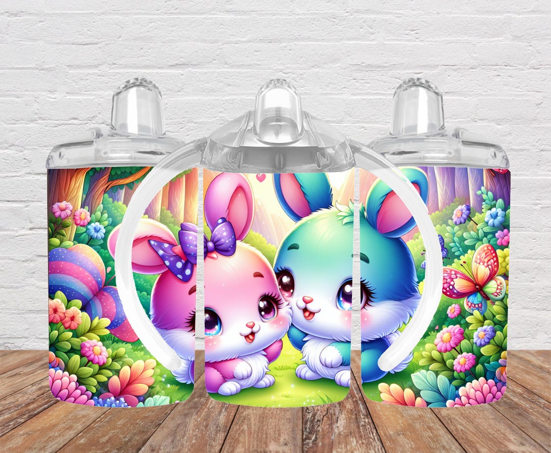 Baby Rabbits Bunnies 12oz Kids Flip Top Sippy Cup Tumbler Wrap, 12oz ...