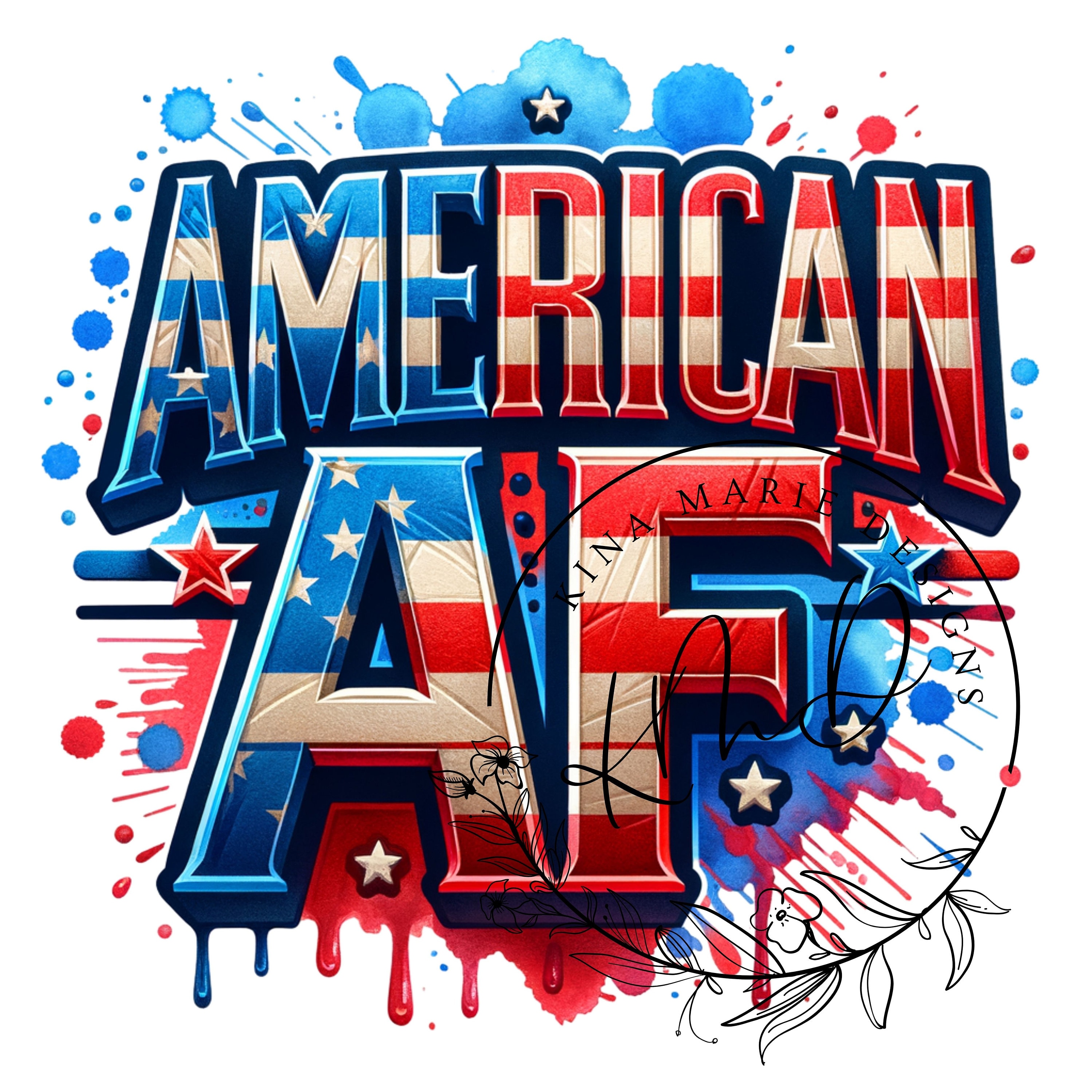 American AF Patriotic Graphic Independance Day American Flag Design for ...