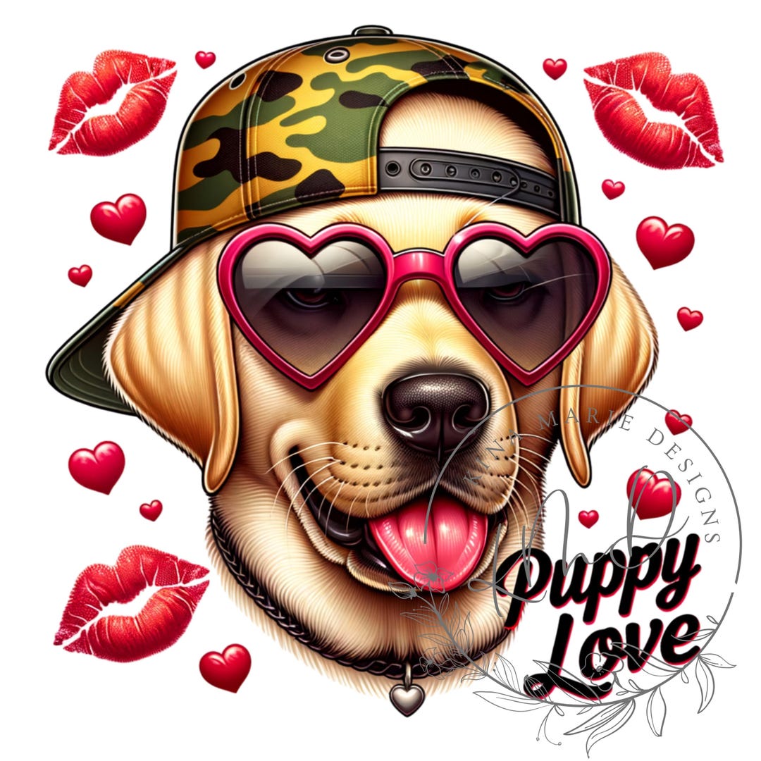 Valentine Yellow Lab Png, Valentines Day Lab Sublimation, Kids ...
