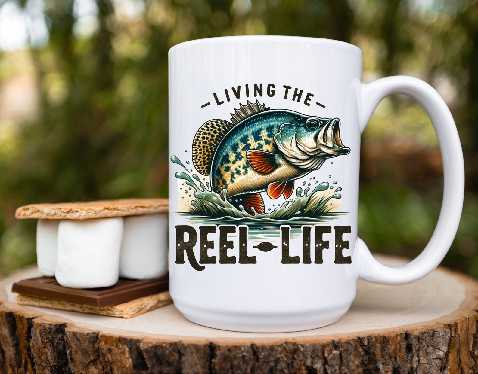 Living the Reel Fish PNG, Fishing Digital File, Crappie Fishing Design ...