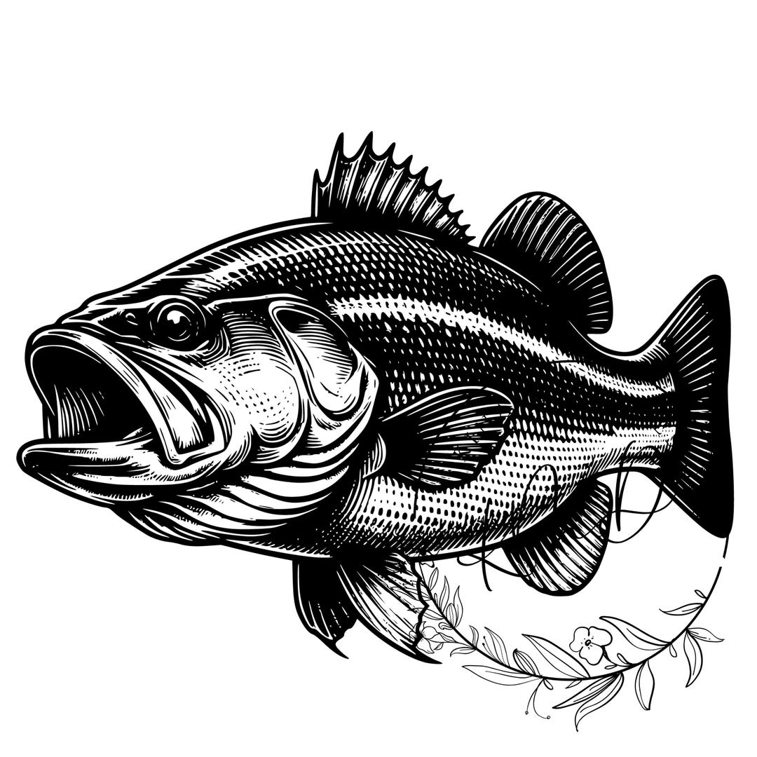 Largemouth Bass Drawing Svg, Bass Cricut SVG, Bass Digital Download ...