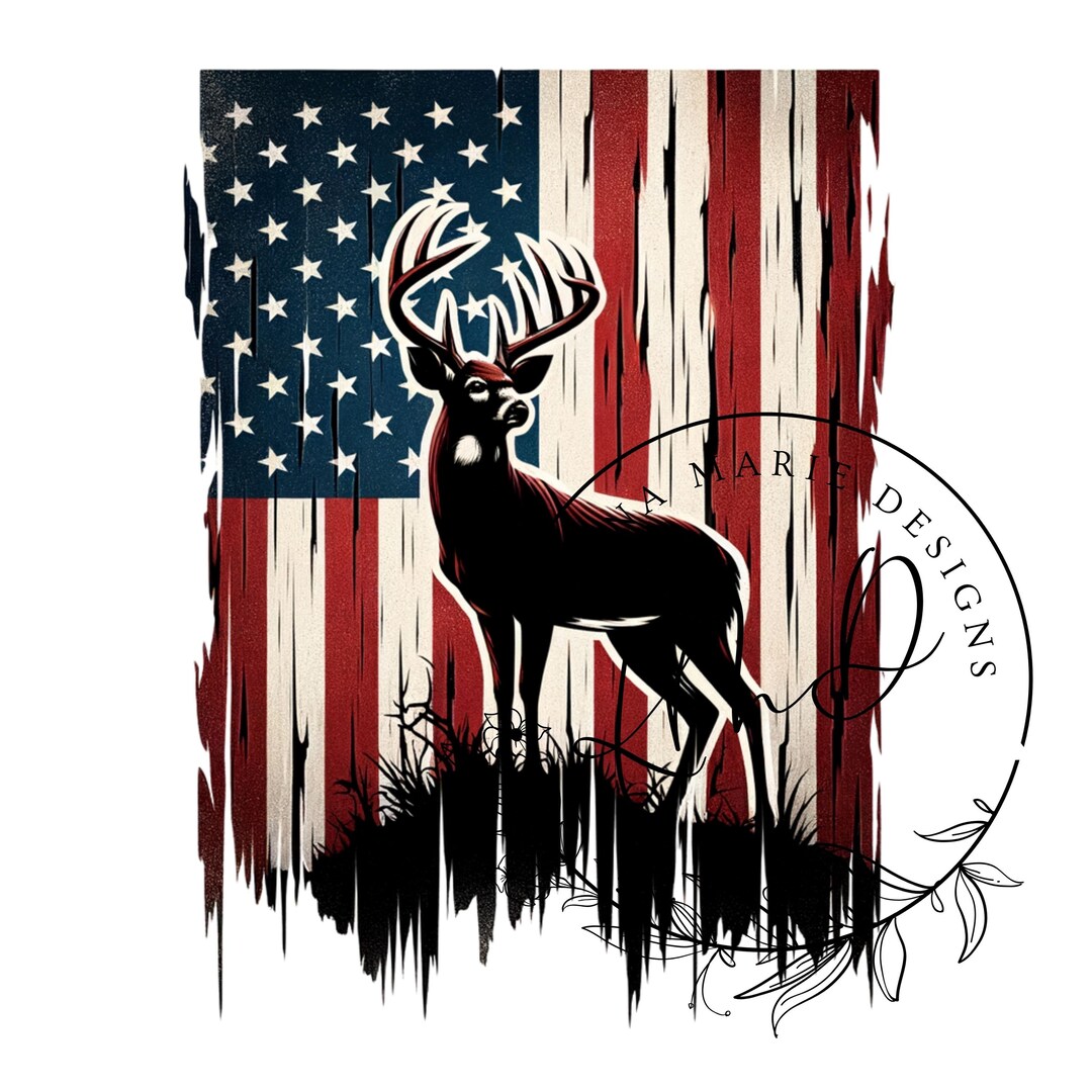 American Flag Deer PNG, Rustic Patriotic Deer Graphic, Hunting Themed ...