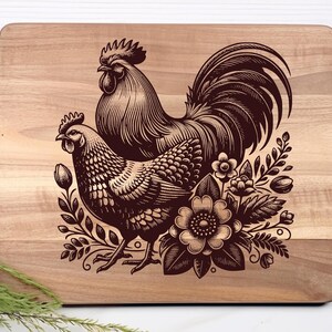 Floral Chicken SVG Bundle for Laser Engraving - Rooster and Hen ...