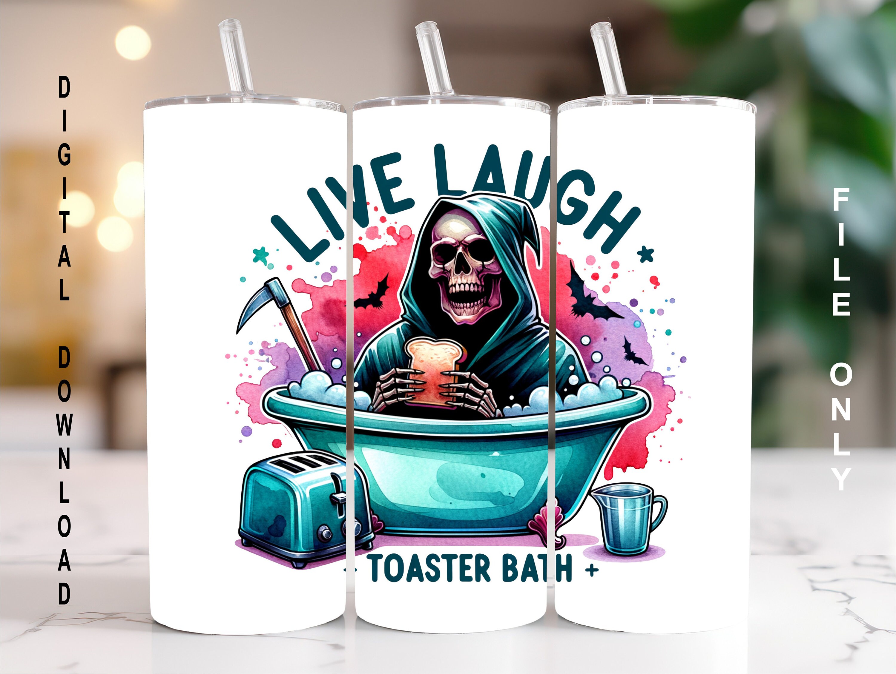 Live Laugh Toaster Bath PNG, Grim Reaper Clipart, Snarky Skeleton ...