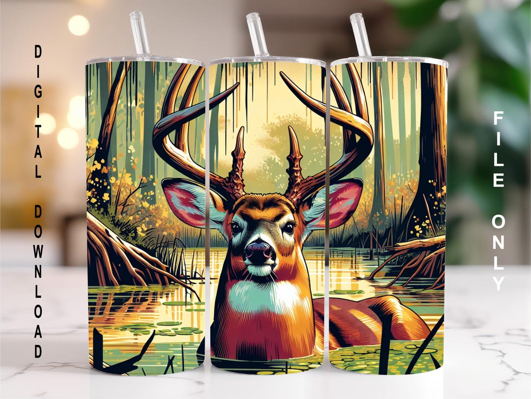 Buck Whitetail Swamp Tumbler Wrap, 20 Oz Skinny Sublimation Tumbler ...