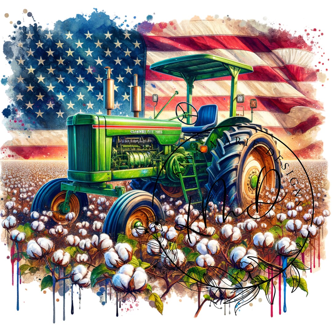 American Flag Cotton Farmer Tractor - American Flag Design for T-shirts ...