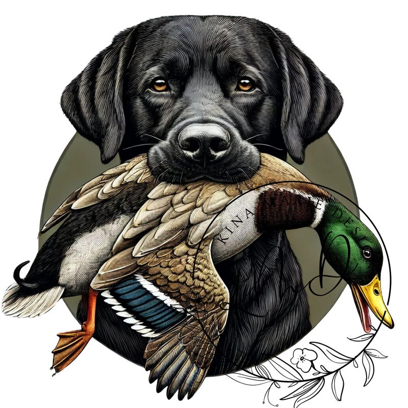 Black Lab Duck Print - Etsy