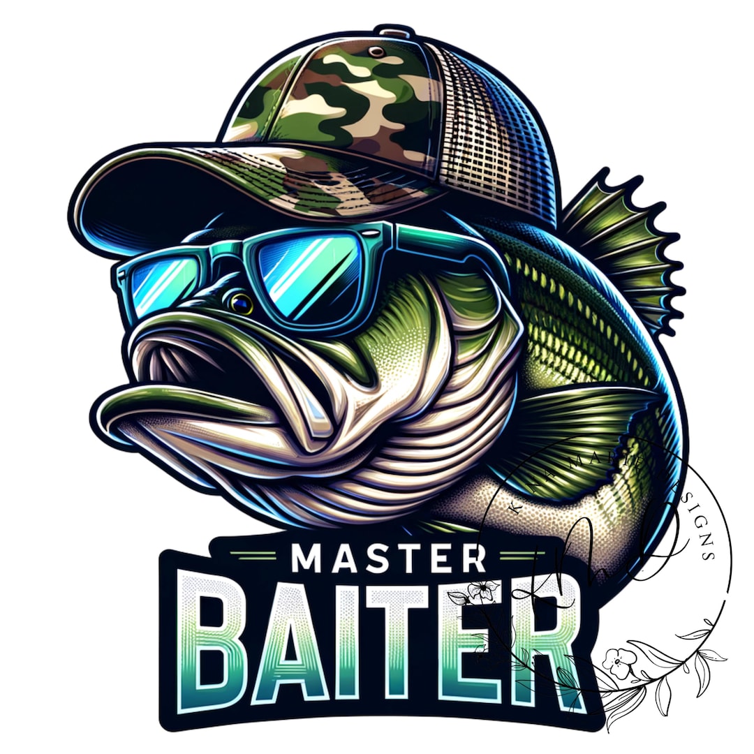 Funny Master Baiter PNG, Bass Fishing PNG, Colorful Fish Fishing Funny ...