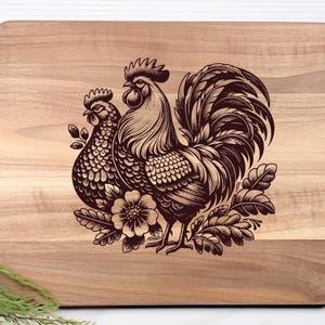 Floral Chicken SVG Bundle for Laser Engraving - Rooster and Hen ...