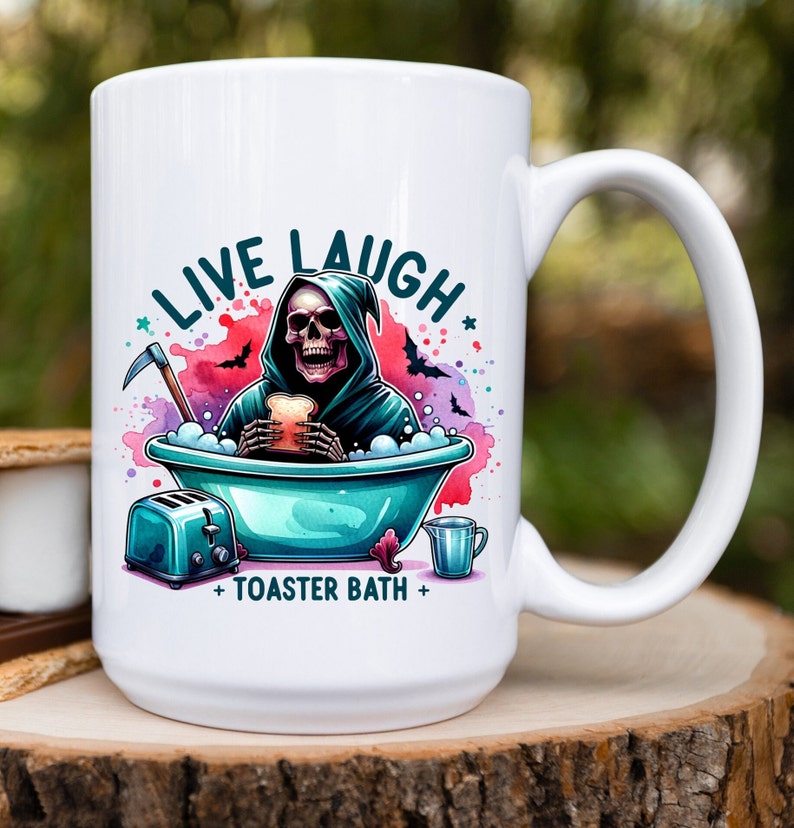 Live Laugh Toaster Bath PNG, Grim Reaper Clipart, Snarky Skeleton ...