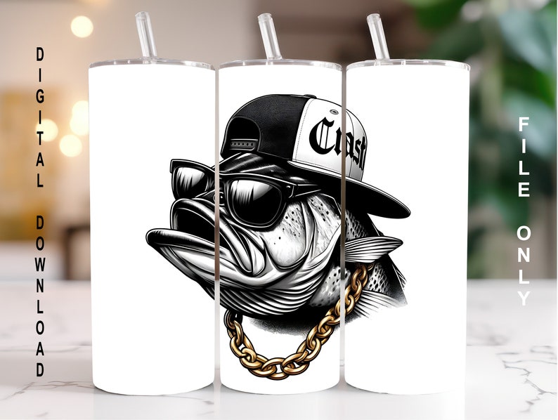 Gangsta Bass PNG Sublimation, Fish in Hat Cap PNG, Funny Fishing Png ...