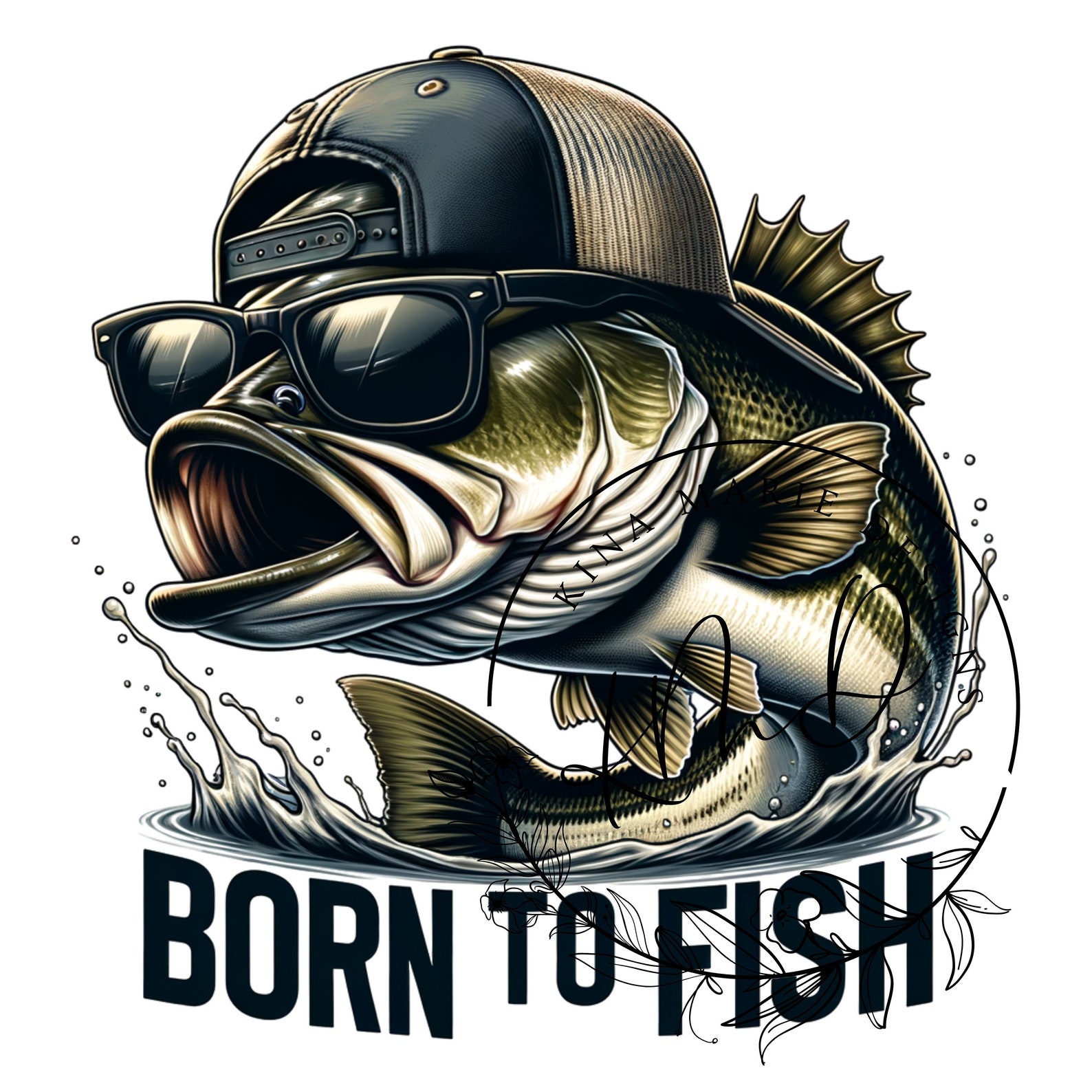 Bass Born to Fish PNG Colorful Fish Fishing Funny Sarcastic Summer ...