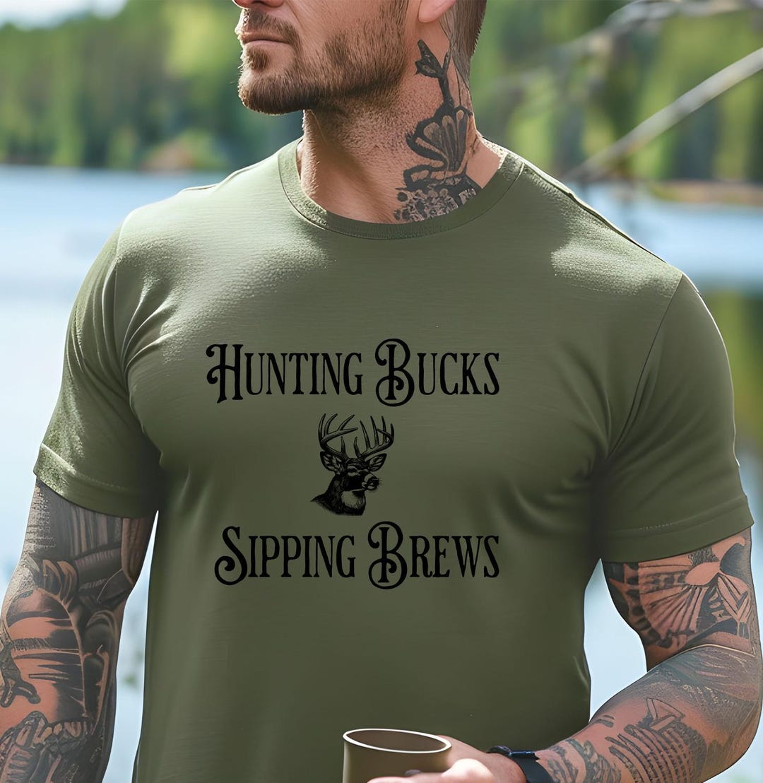 Hunting Bucks Sipping Brews SVG, Deer Graphic Clipart, Rustic Hunting ...