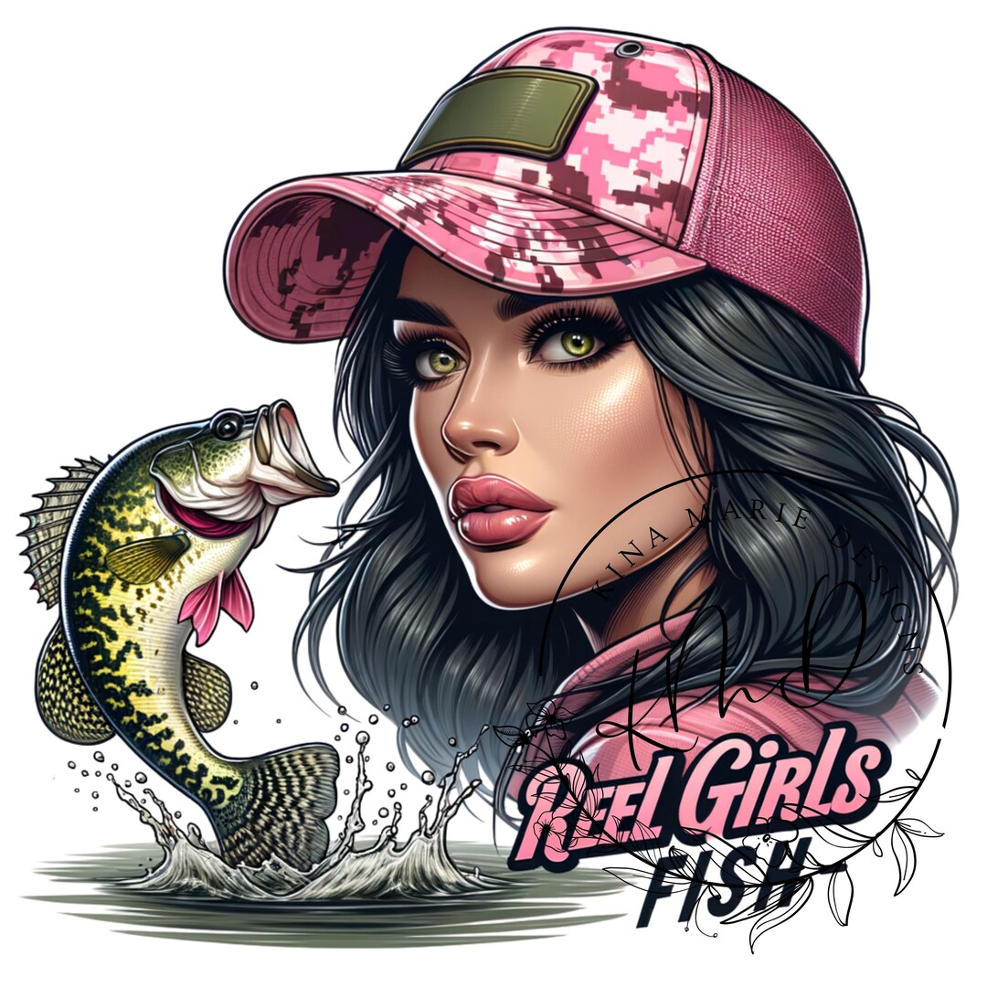 Reel Girls Fish PNG, Crappie Fishing Brunette Girl Fishing, Country ...