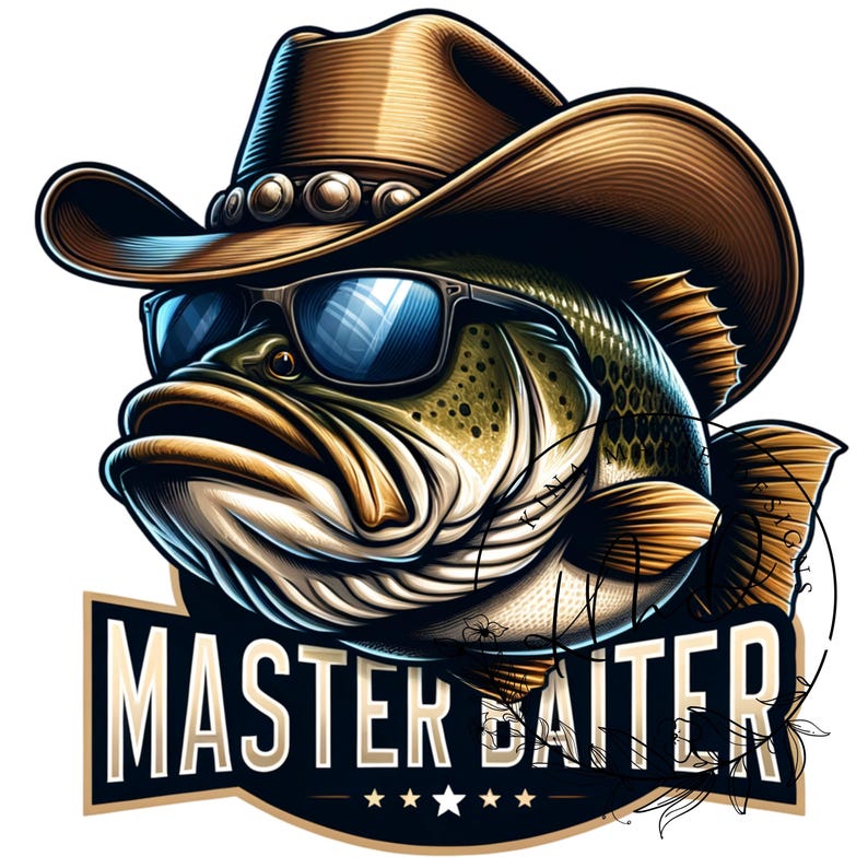 Master Baiter Bass PNG Cowboy Hat Fish Fishing Funny Sarcastic Summer ...