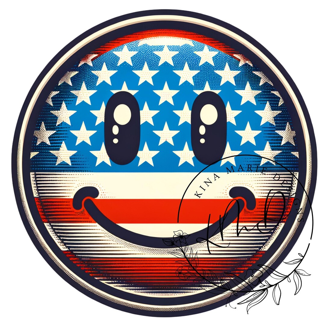 USA Smiley Face PNG JPG, 4th of July Shirt Graphic, Sublimation, Dtf ...