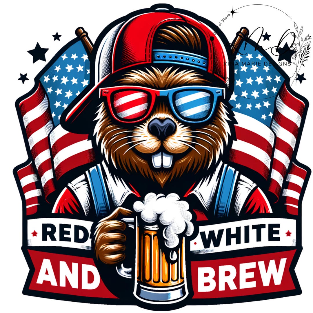 Patriotic Beaver Red White Brew PNG, Patriotic T Shirt Design, Amercian ...