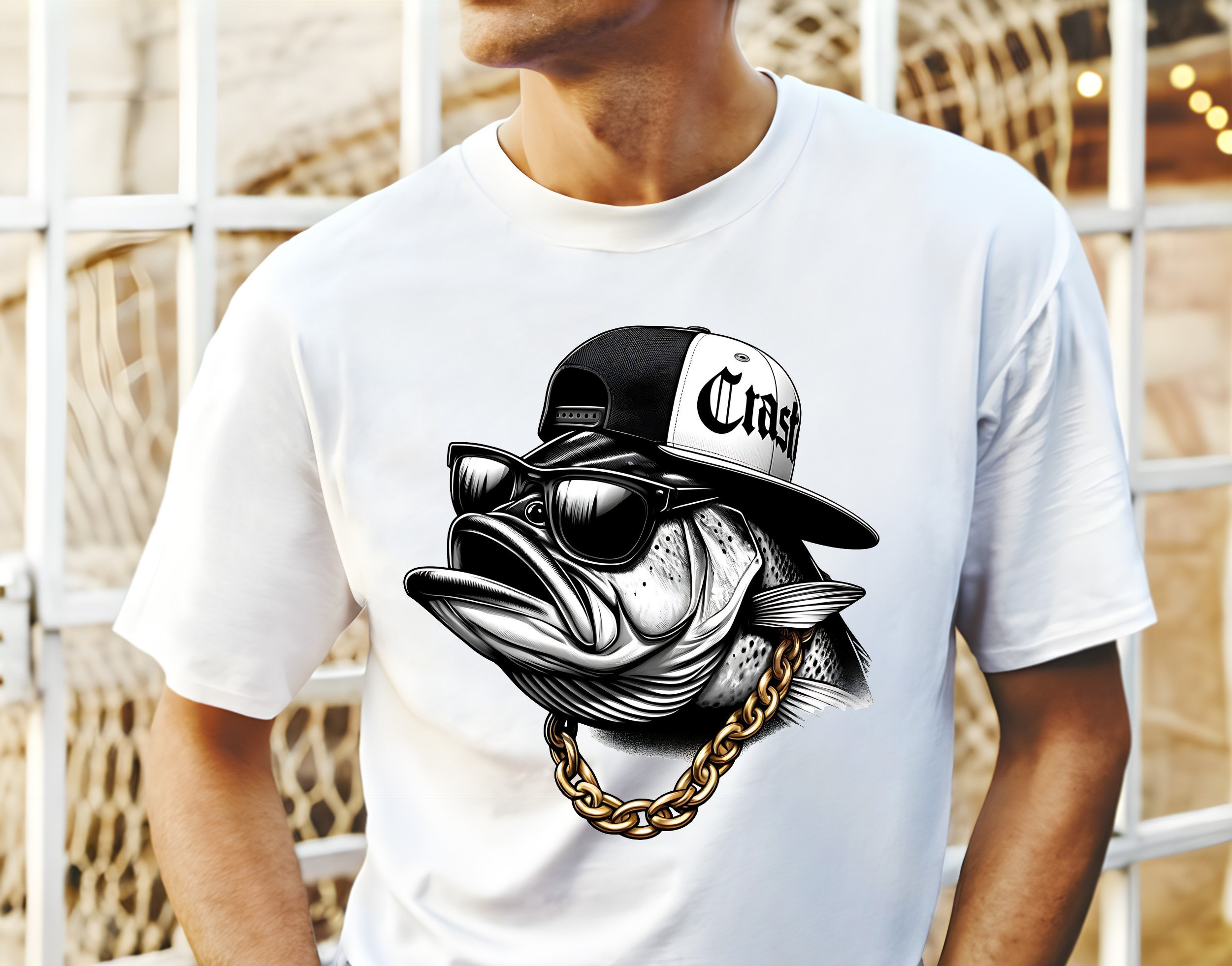 Gangsta Bass PNG Sublimation, Fish in Hat Cap PNG, Funny Fishing Png ...