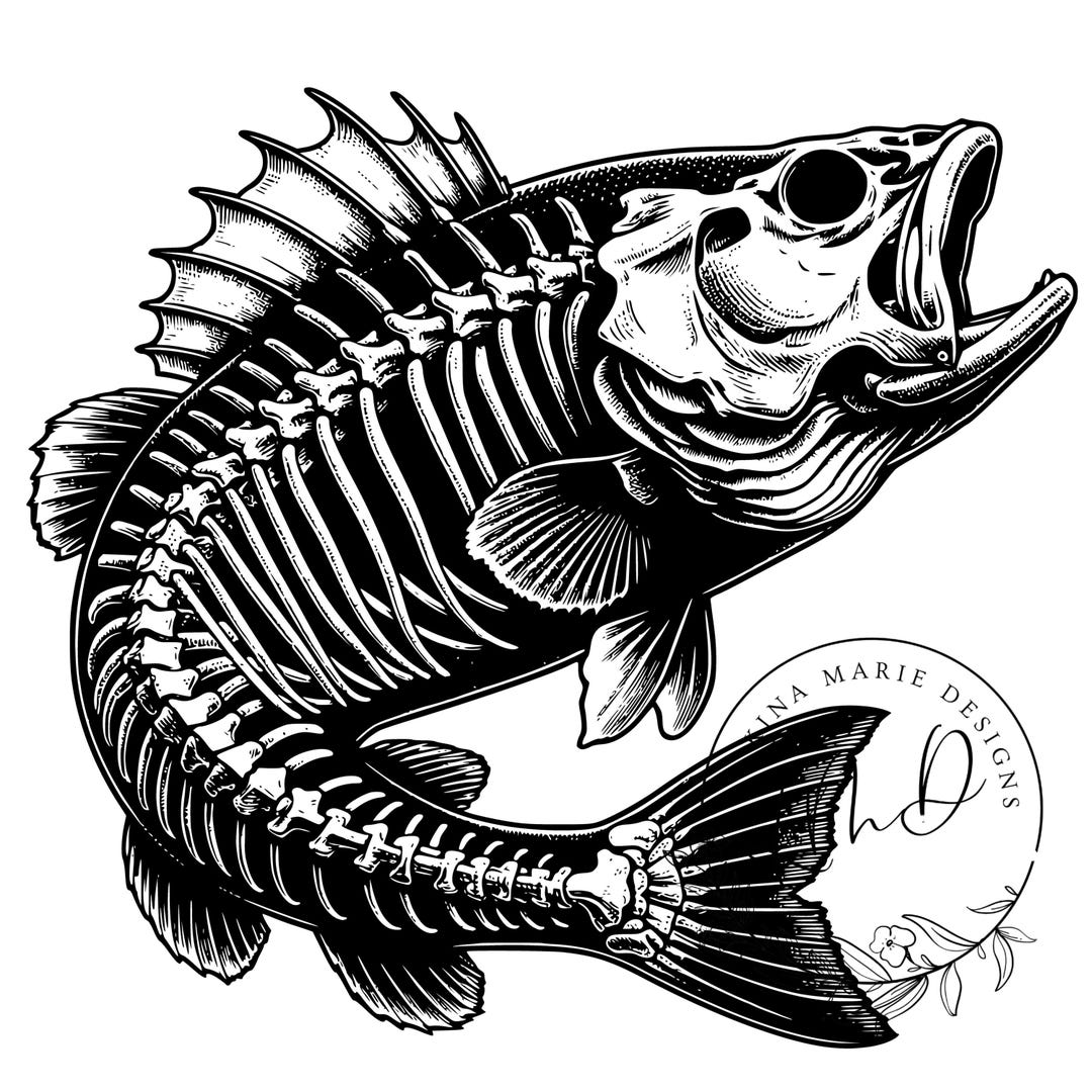 Bass Skeleton Fishing PNG, Fish Bones Png, Fishing Logo Spring ...