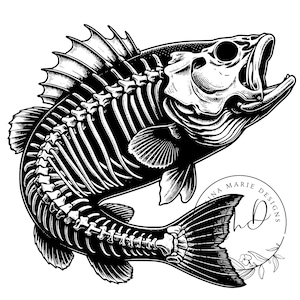 Bass Skeleton Fishing PNG, Fish Bones Png, Fishing Logo Spring ...