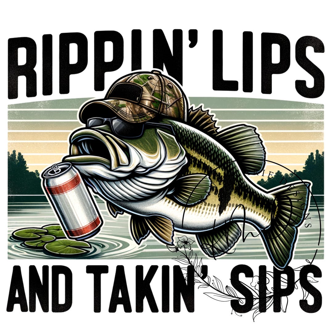 Largemouth Bass Rippin' Lips Digital Design, PNG & JPG, Camo Cap Fish ...