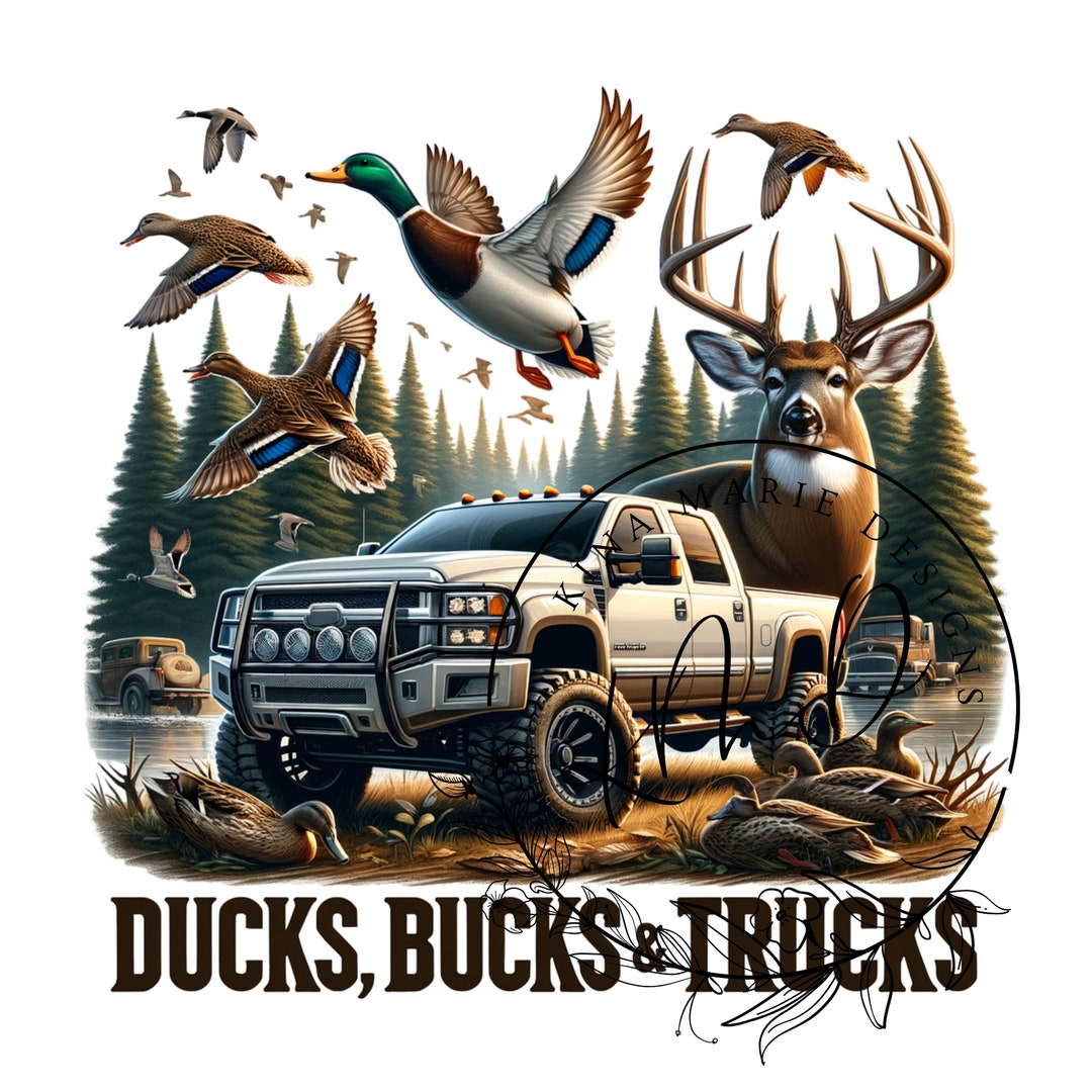 Ducks, Bucks & Trucks Hunting PNG Sublimation Duck Deer Hunting Shirt ...